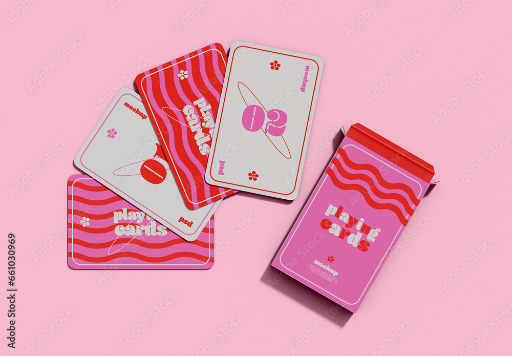 Top View of Playing Cards Mockup Stock Template | Adobe Stock