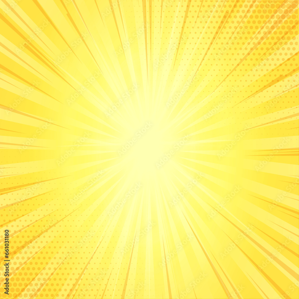 Yellow comic zoom background with center glowing light effect Stock ...