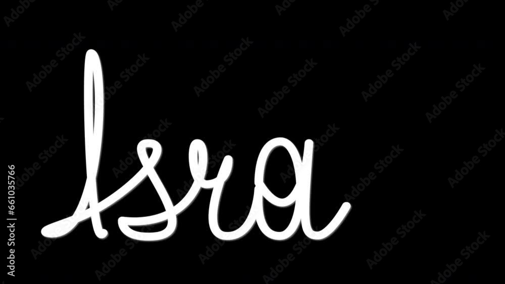 Israel handwriting script animation. Country name handwritten. Black ...