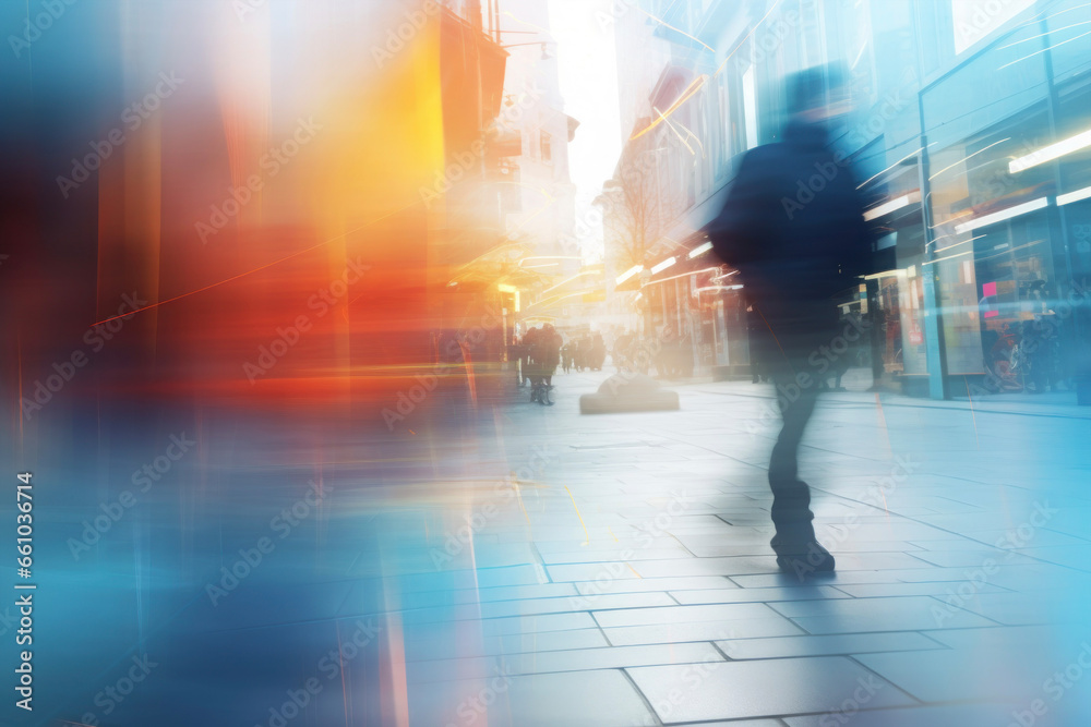 Walking man in a dynamic environment of urban graphics Stock Photo ...