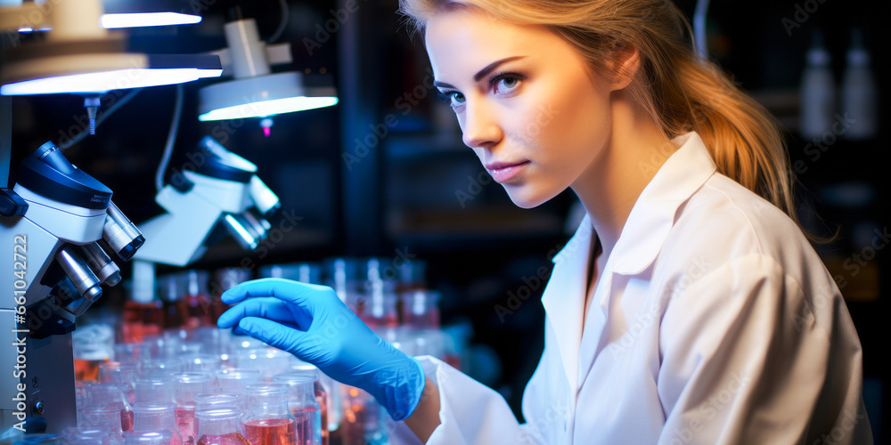 Professional Cytotechnologist Using Microscope to Detect Abnormal Cells ...