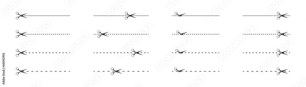 Cut line icon with scissors. cut the guide, scissors and dash here ...
