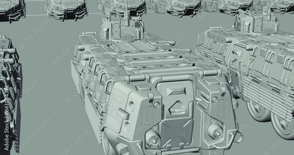 wheeled military tanks at the base, the squad is preparing for a ...