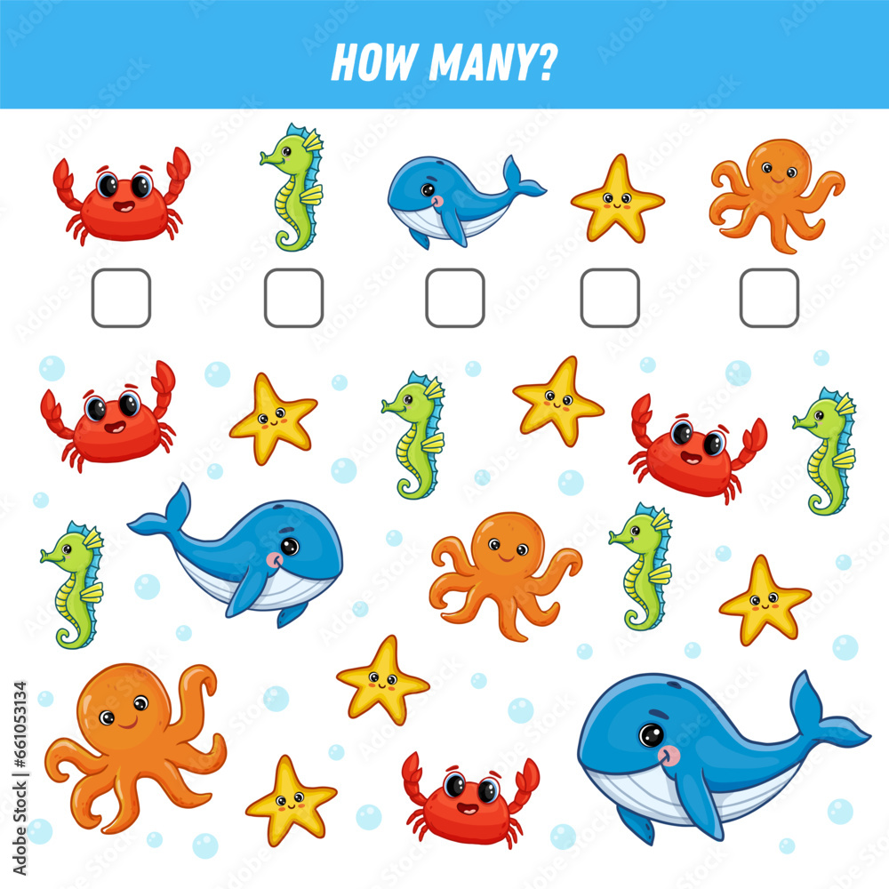 How many underwater animals are there. Count the number of animals ...