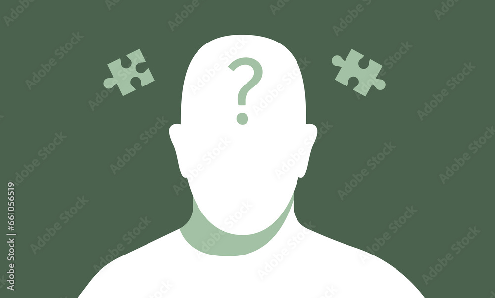 Male silhouette without face. Abstract human head template. Man front ...