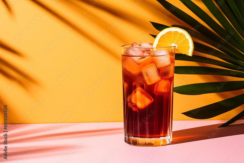 The fresh fruit juice is made from lemon, cherry, and citrus in a short ...