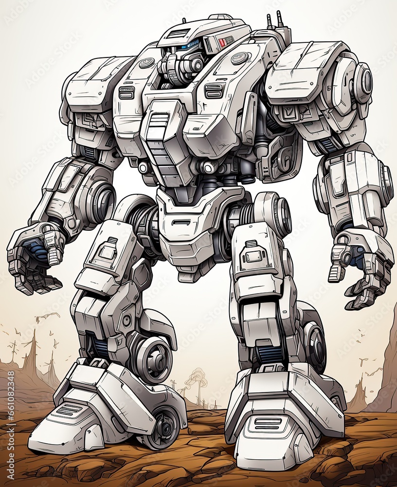 War robot, battle bot, gladiator bot, dynamic poses, heavy weapons ...