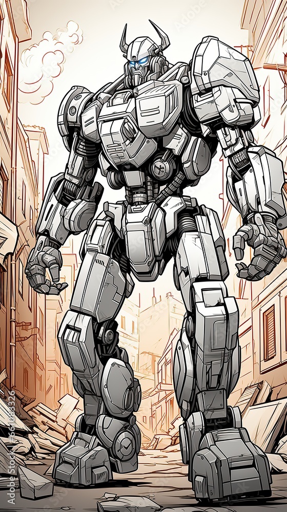 War robot, battle bot, gladiator bot, dynamic poses, heavy weapons ...