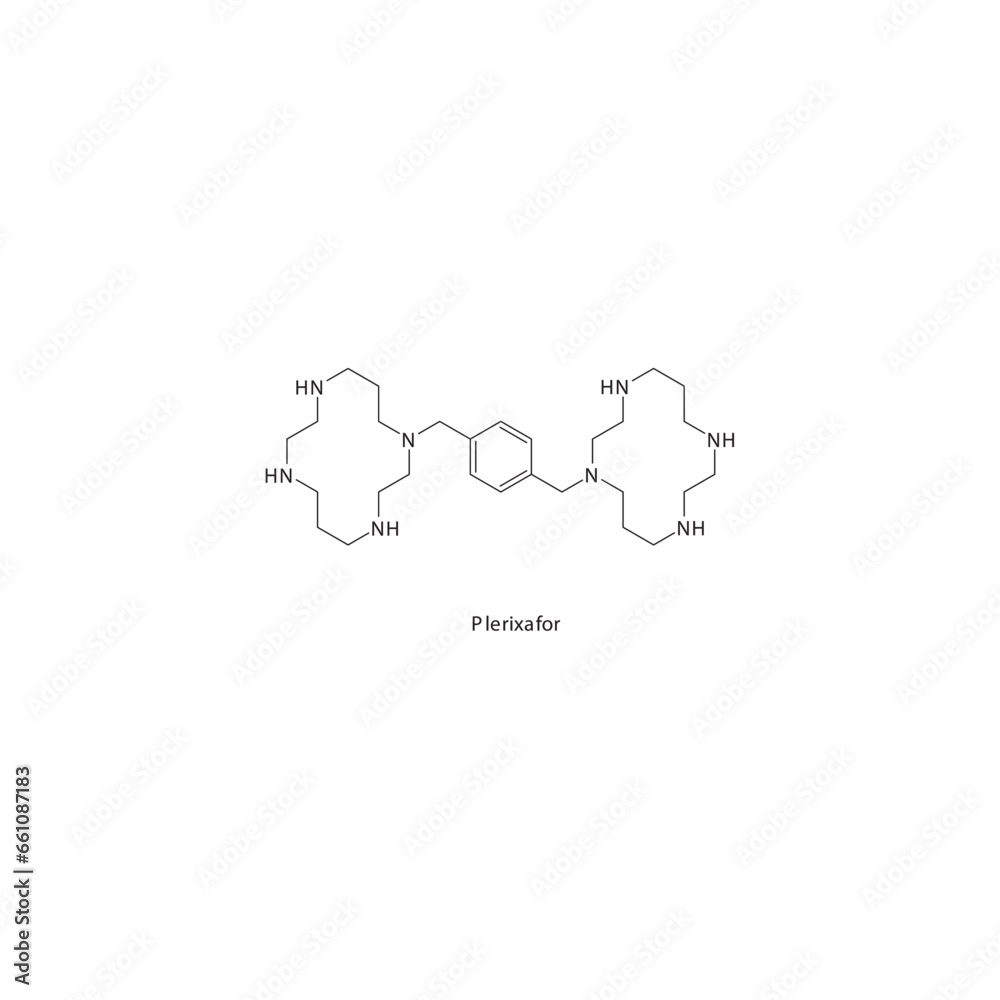 Plerixafor flat skeletal molecular structure CXCR4 antagonist drug used ...