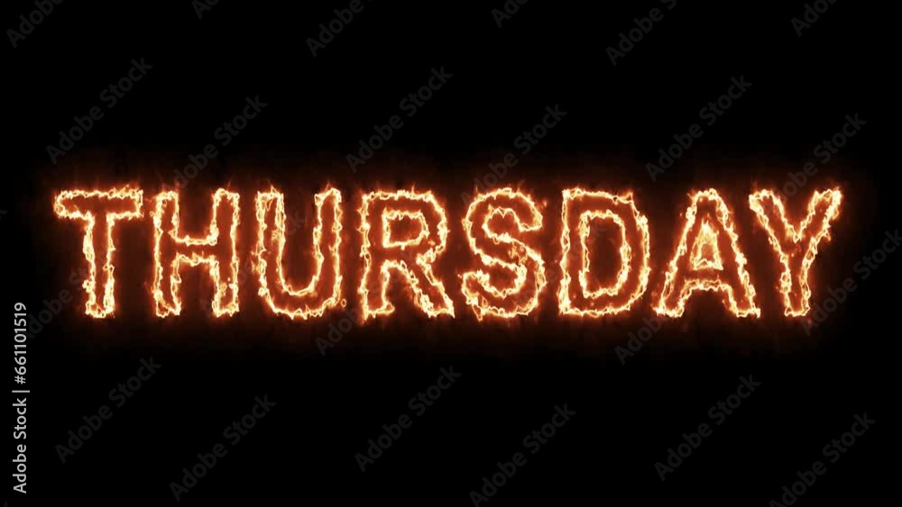 Thursday Word Hot Animated Burning Realistic Fire Flame and Smoke ...