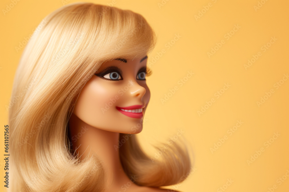 Plastic Perfection: Smiling Doll with Blonde Hair, a Concept of Modern ...