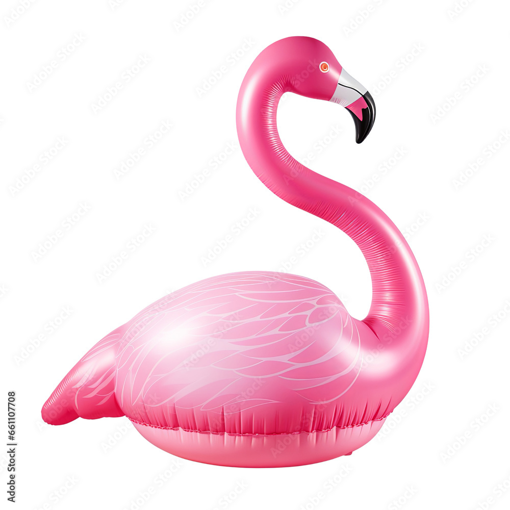 Cute Pink pool inflatable flamingo isolated on transparent background ...