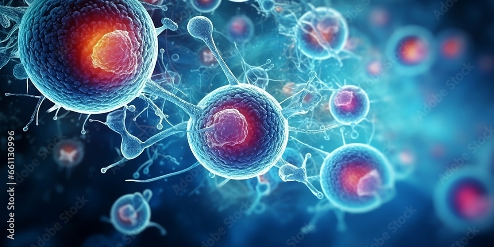 cellular therapy and regeneration, microscopic view of body cells ...