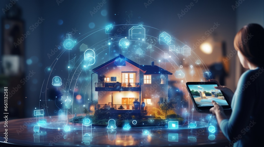 IOT Concept of the Internet of Things. Smart home connection and ...