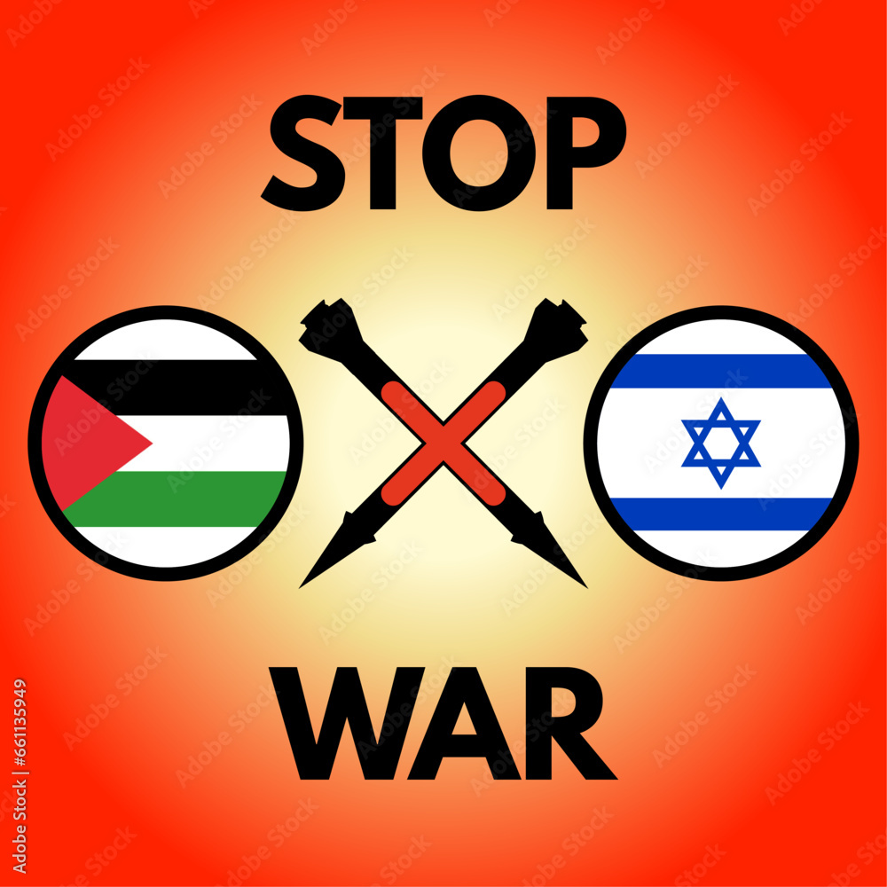 Israel and Palestine conflict . The flags of Palestine and Israel and ...