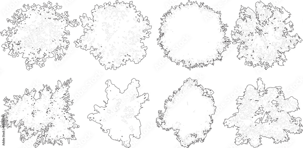 Tree top plan line silhouettes Stock Vector | Adobe Stock