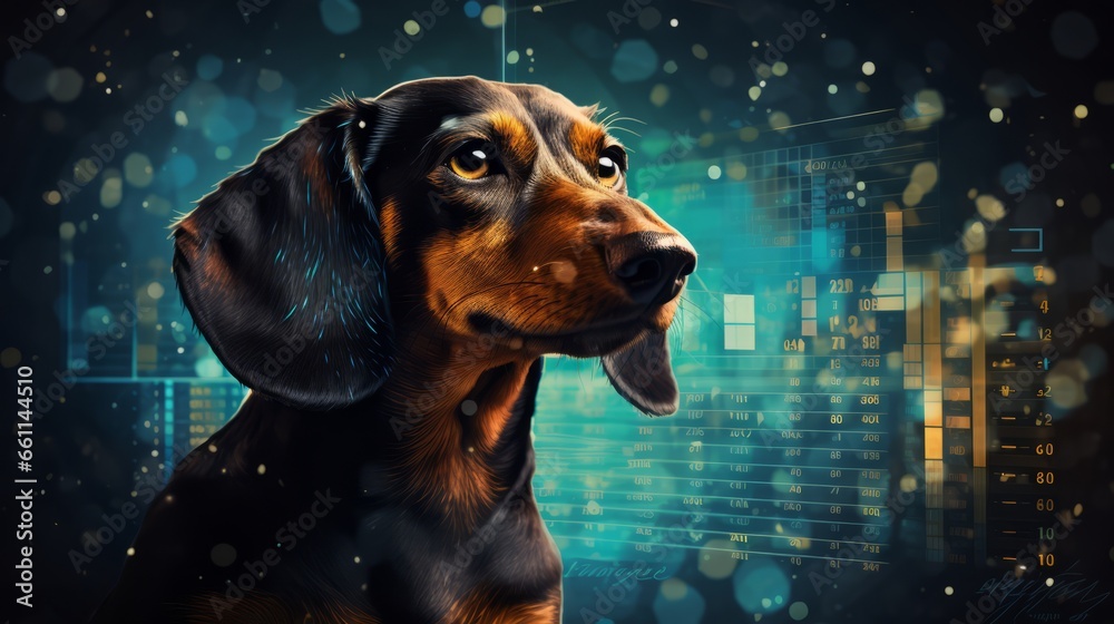 Dog Dachshund code developer. Dachshund Dog and schemes. Horizontal banking background for web ...