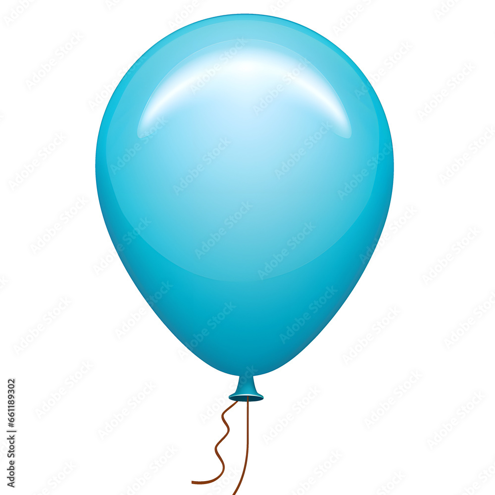cartoon clipart of a single balloon in the color Cyan, birthday clipart ...