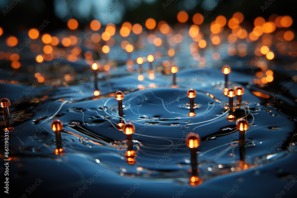 A network of electrons flowing through conductive pathways, powering ...