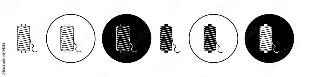 Spool of thread icon set. Tailor cotton sewing cone and needle vector ...