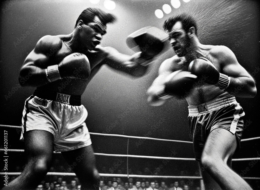Historic Black and White Heavyweight Boxing Match, AI-Generated Power ...