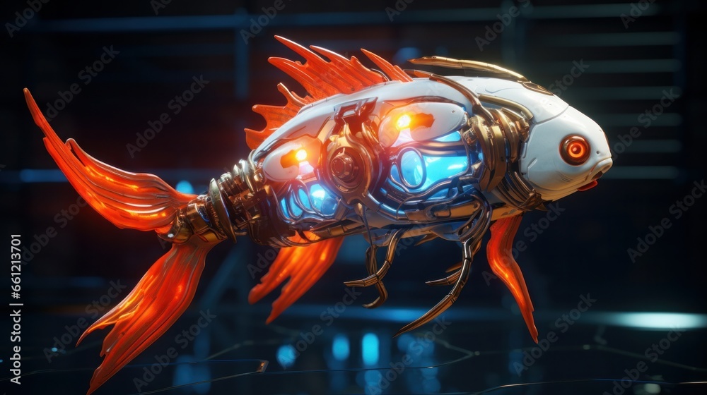 Flying robot koi fish with armour plating Stock Illustration | Adobe Stock