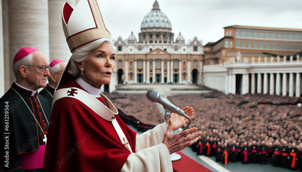 Historic Moment: Female Pope Elected on Vatican Balcony. Generative AI ...