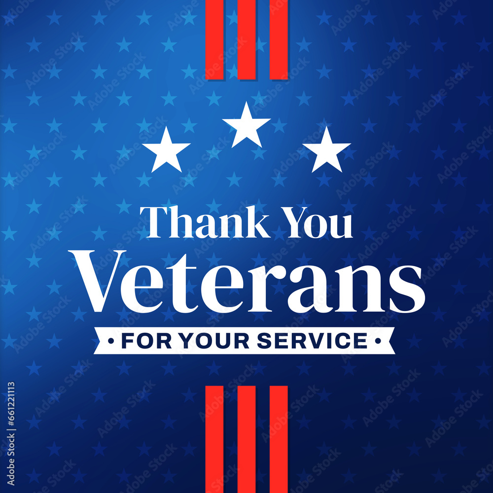 Thank you veterans for your service background design with patriotic ...