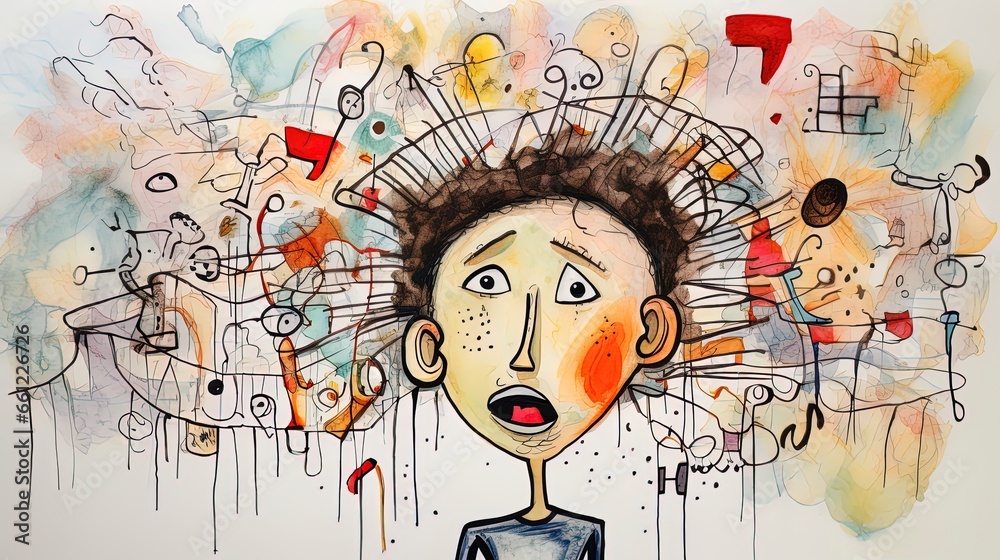 Thoughtful stressed young child with ADHD (Attention deficit ...