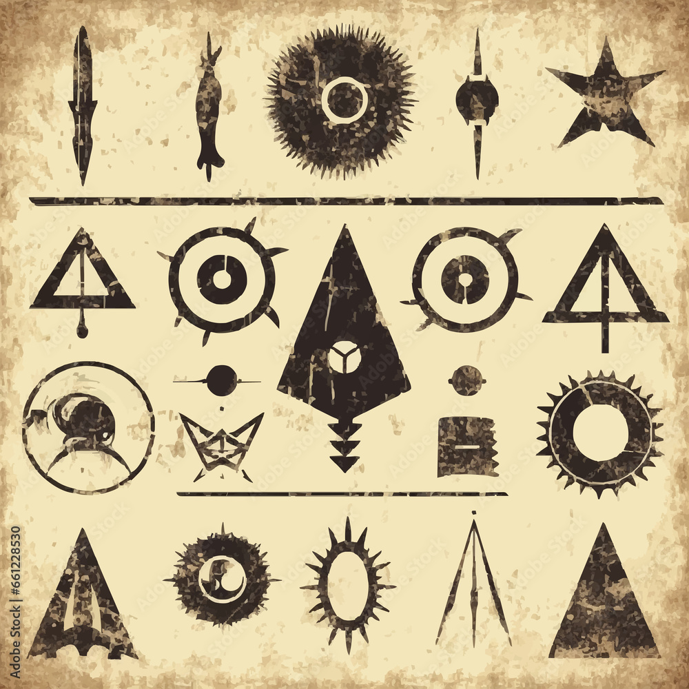 signssymbols ancient symbols silhouette distress. Created using ...