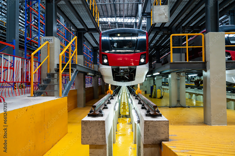 Maintenance plant of sky train. Locomotive repair plant red line train ...
