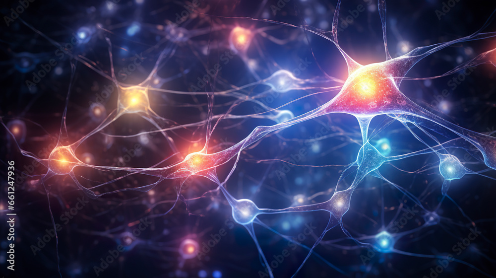 Abstract Close Up Of A Brain Neuron Human Brain Neural Network Illustration Active Nerve Cells