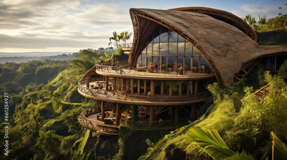 Two - storey eco house on top of the hill in tropical jungle built ...