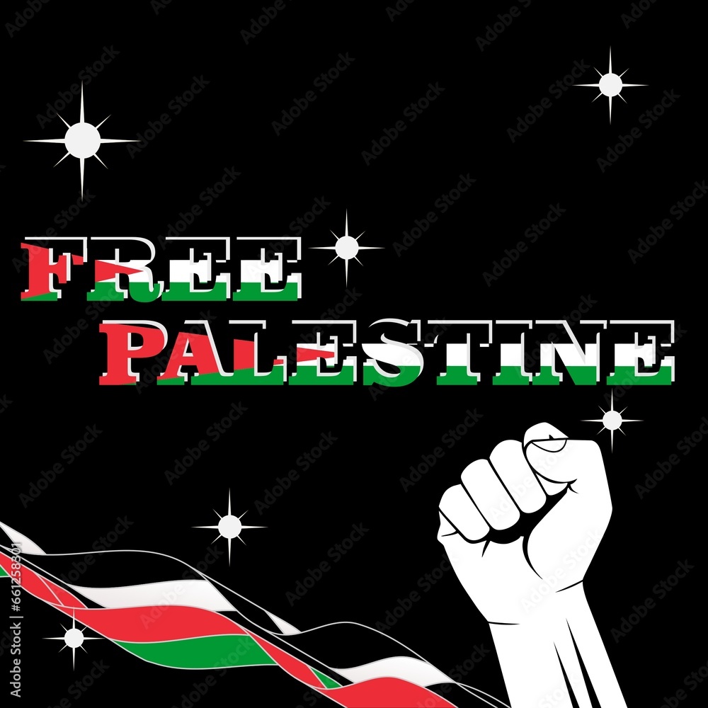 Free Palestine, Save Palestine, Palestine Freedom with Hand Black ...