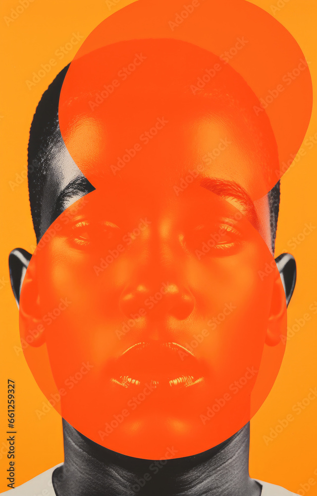 African American Boys face — in overlapping fashion illustration ...