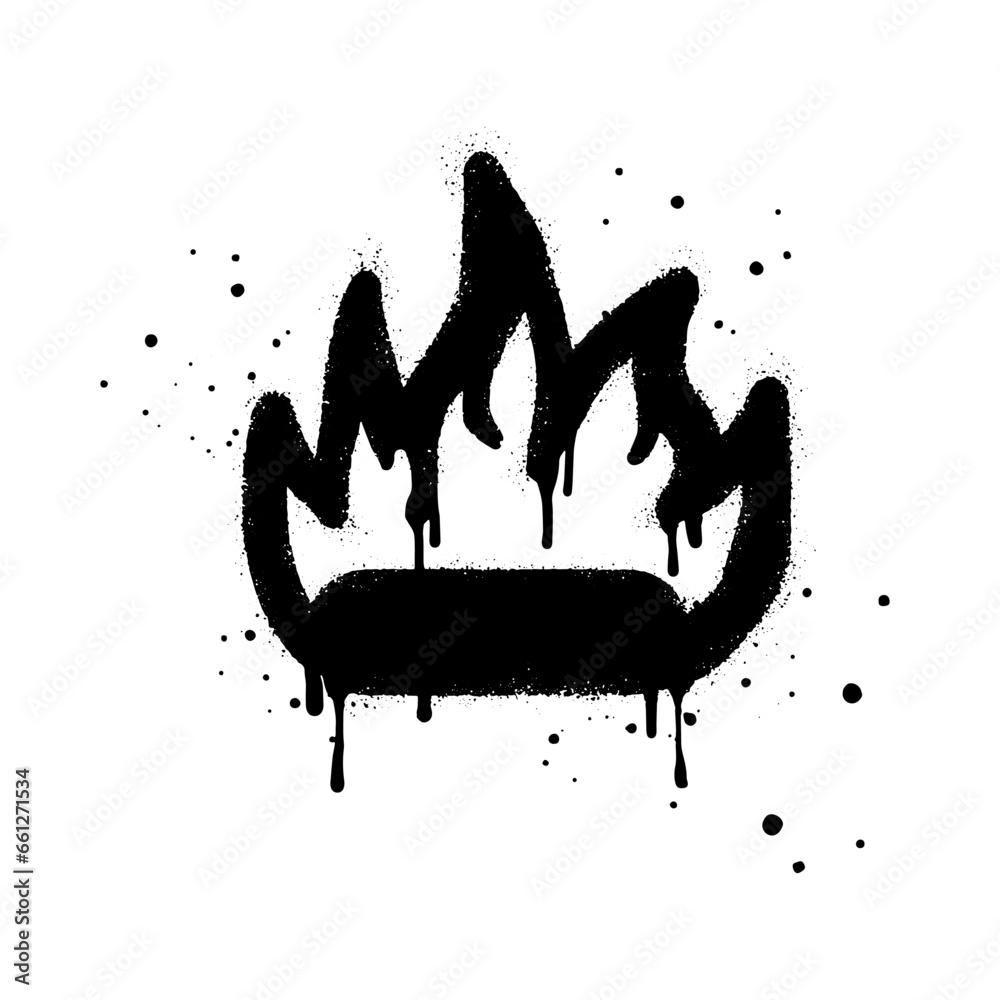 Spray painted graffiti Fire flame icon. fire symbol. isolated on white ...