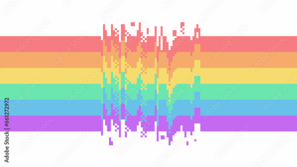 Broken Glitched Pastel Rainbow Lines Template, Pixel Art Illustration ...