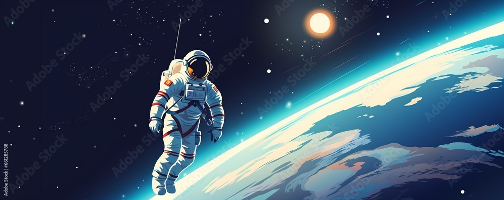 An awe-inspiring animated illustration that showcases an astronaut's ...