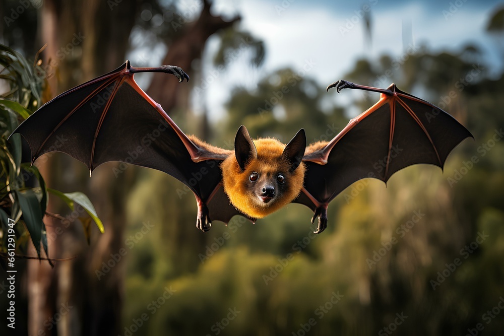 flying foxes bat in natural forest environment. Wildlife photography ...