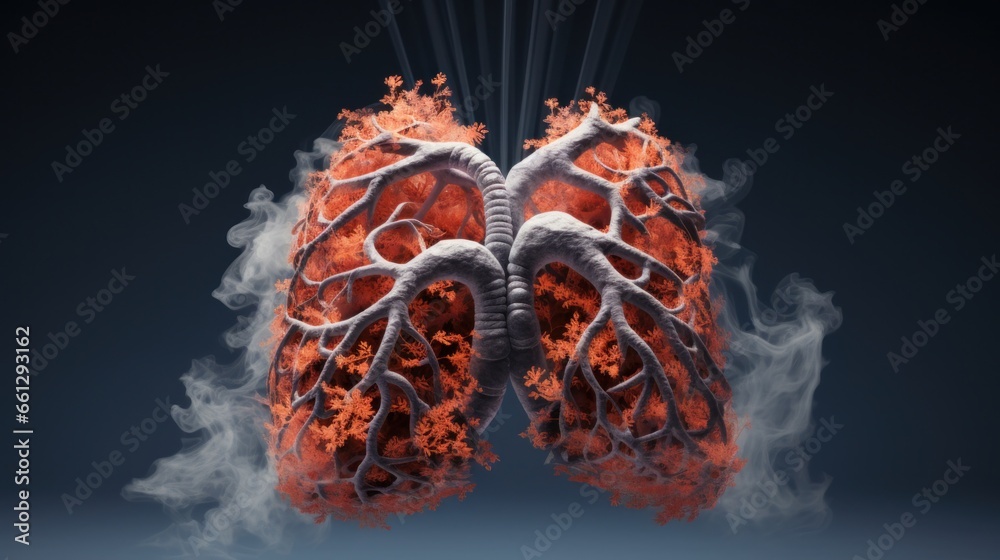 Processing of human lungs with smoke. no smoking concept. Stock ...