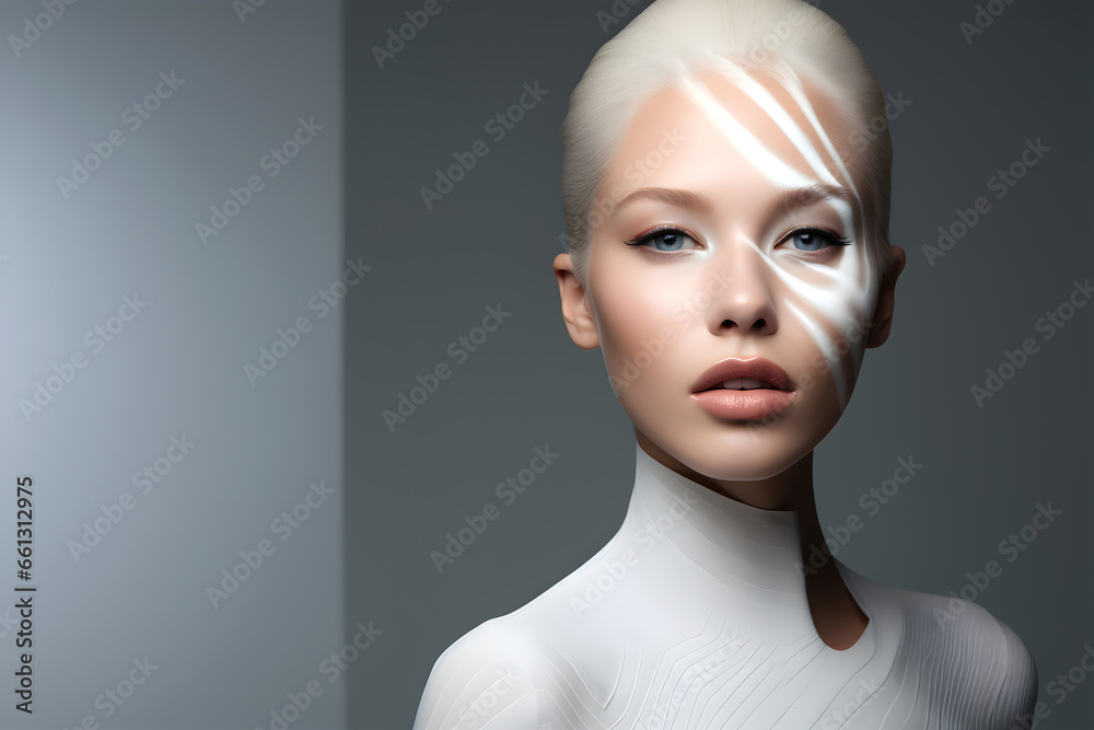 Fashion editorial Concept. Closeup portrait of stunning pretty woman ...