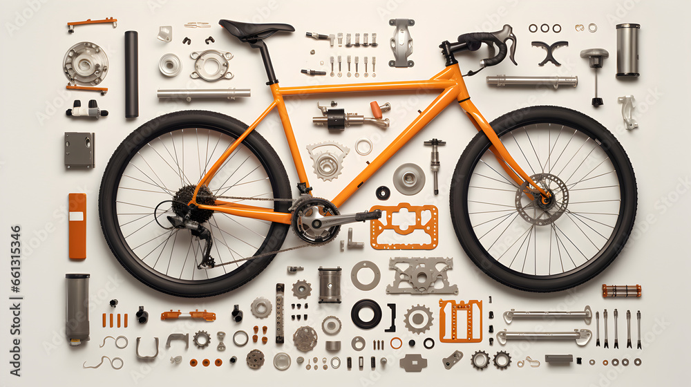 Bicycle and its parts top view. Layout of Bike and parts of it Stock ...