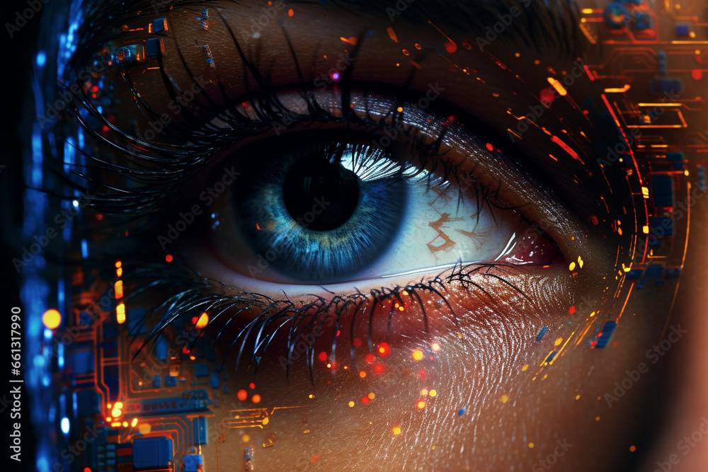 striking composition that showcases an eye through futuristic ...