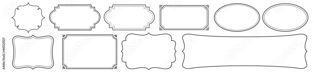 vintage frames labels set collection vector editable illustration Stock ...