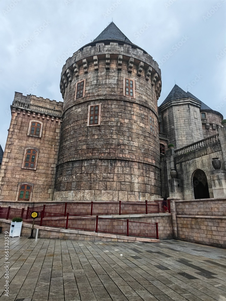 . It appears to be a castle with medieval architecture. The building ...