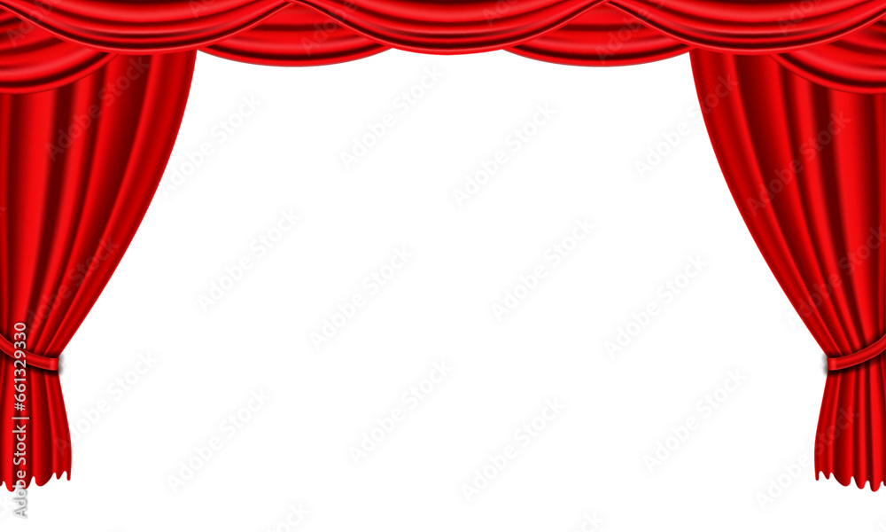 Vector realistic red curtain background Stock Vector | Adobe Stock