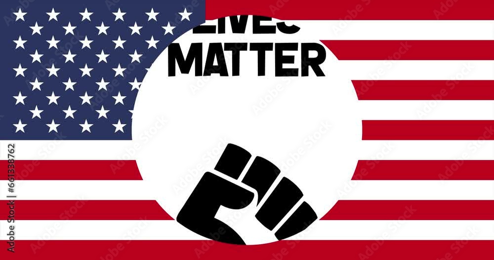 Animated black lives matter writing, black raising human hand fists on ...