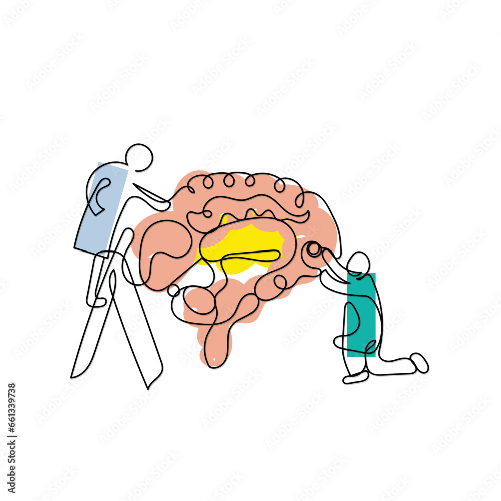 Line art of Mind prison. Psychological issues and illness concept ...