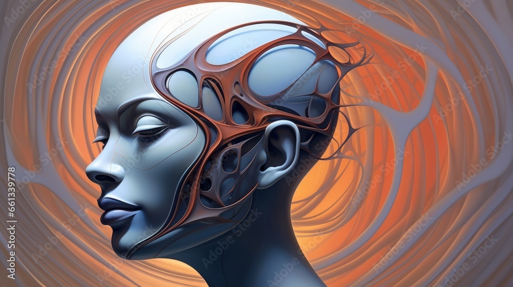 Mental Filter: Abstract, soft-shapes entering a simplified figure’s ...