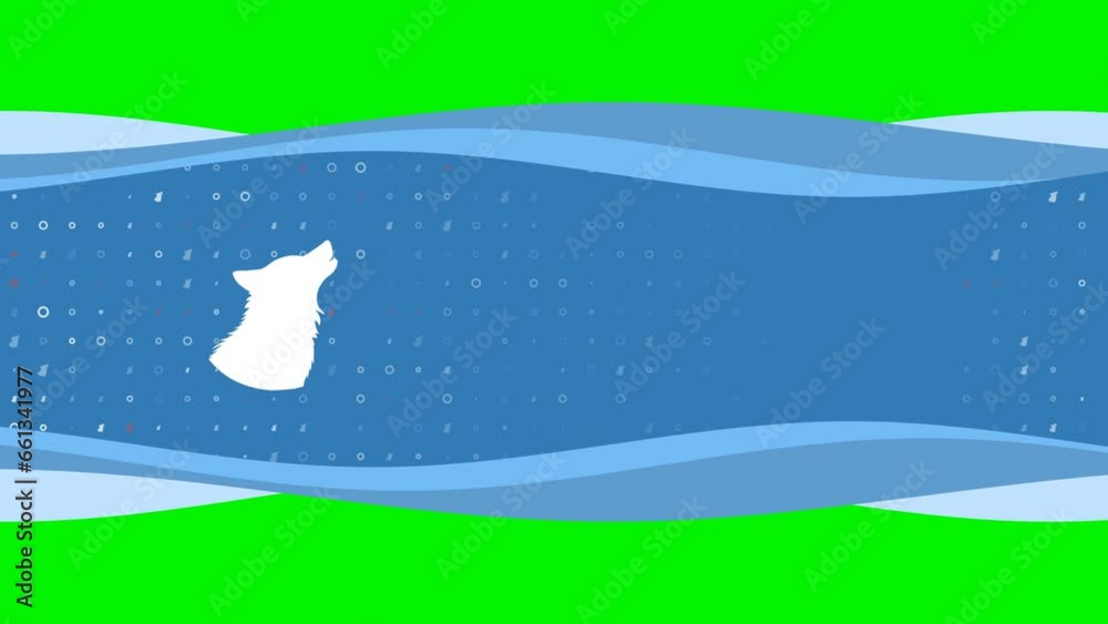 Animation of blue banner waves movement with white wolf head symbol on ...